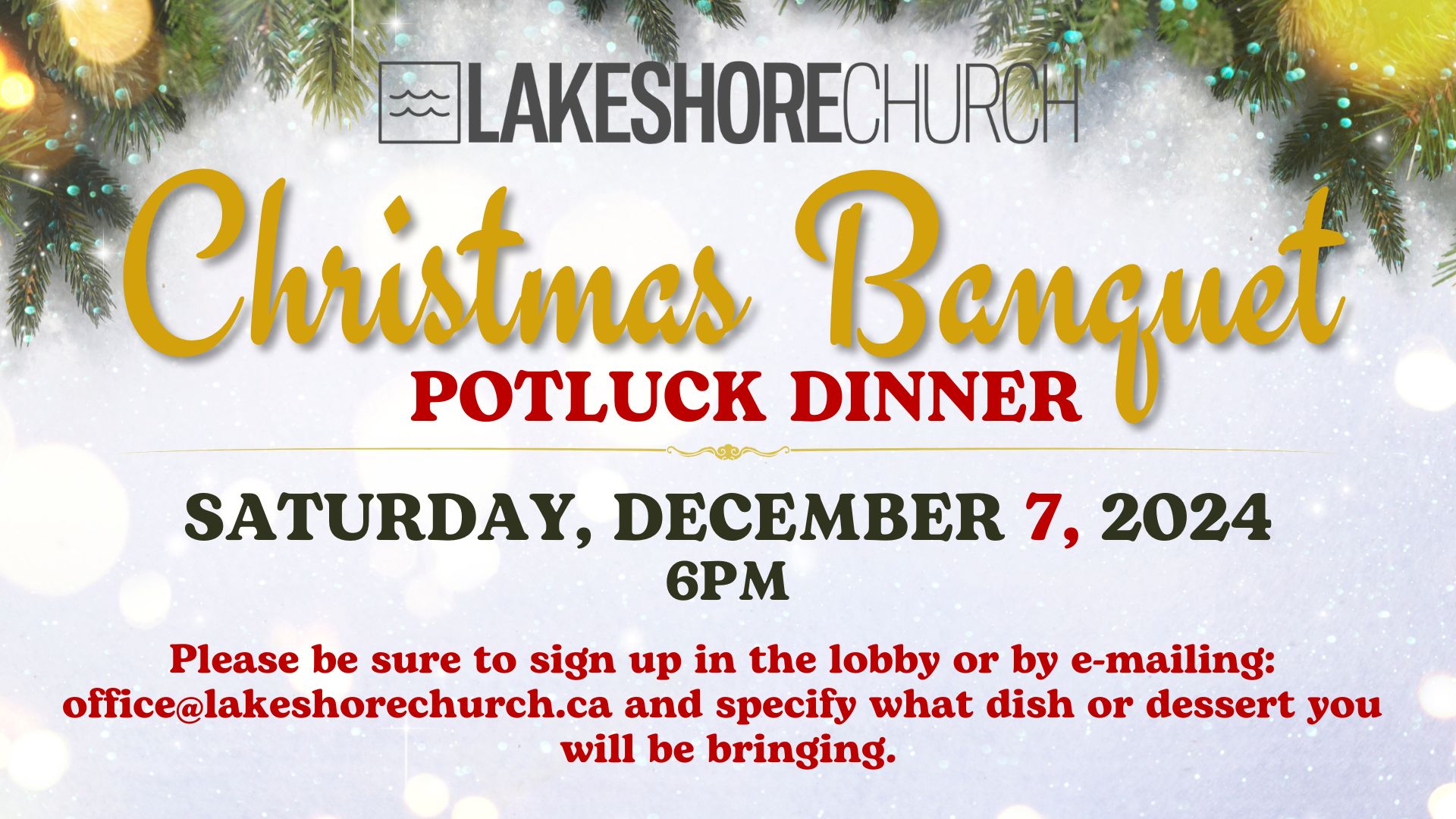 Christmas Banquet – Potluck dinner | Lakeshore Church